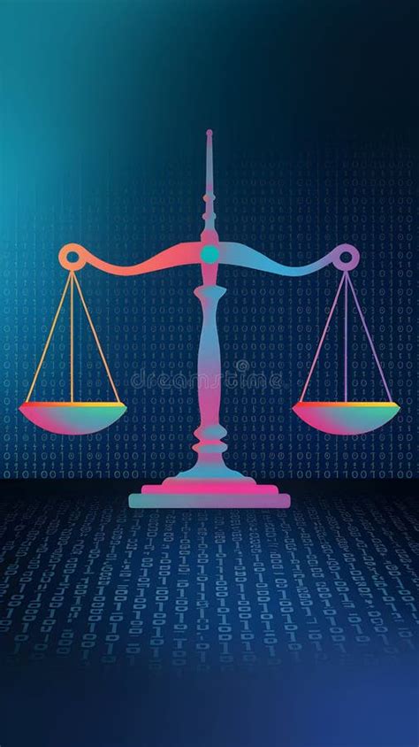 Digital Justice Scales Overlay Binary Code Symbolizing Fairness In