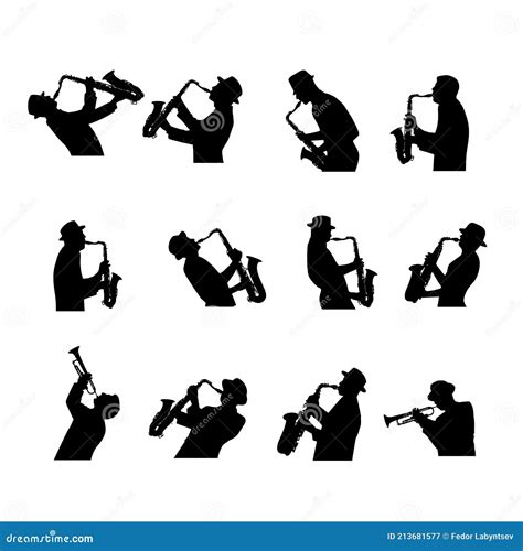 Silhouette Jazz Musician Set Vector Illustration Stock Vector Illustration Of African