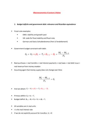 Macroeconomics Lecture Notes Macroeconomics Lecture Notes Financial Markets Expectations And
