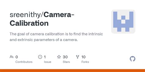Github Sreenithycamera Calibration The Goal Of Camera Calibration Is To Find The Intrinsic