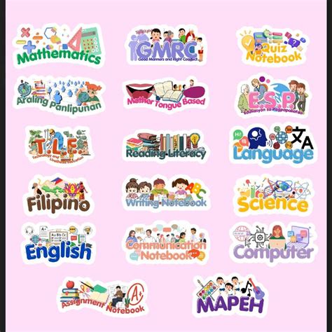 Customized Subject Label Vinyl Glossy Sticker For Grades 1 10 Tiktok