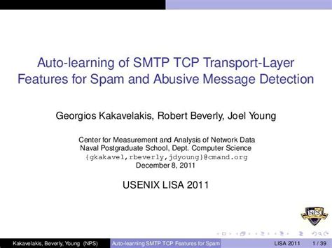 Pdf Auto Learning Of Smtp Tcp Transport Layer Features For