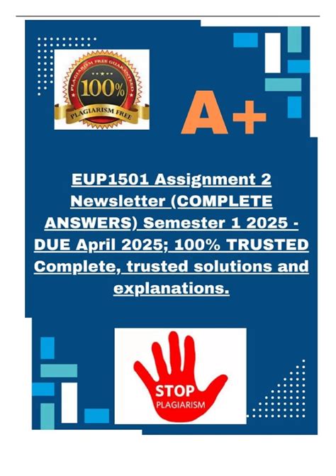 Eup1501 Assignment 2 Newsletter Complete Answers Semester 1 2025