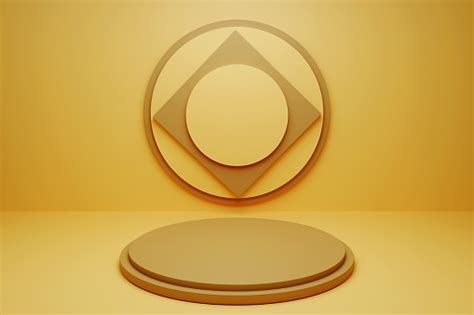 골든 미니멀리스트 3d 렌더링 무대 배경 디자인으로 빈 공간 0명에 대한 스톡 사진 및 기타 이미지 0명 강단 광고 Istock