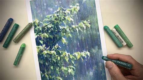 오일파스텔 비 내리는 풍경 공기원근법의 활용 Youtube