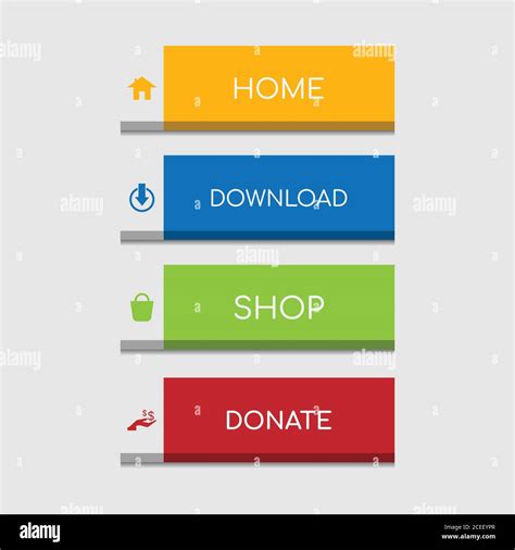Colorful Web Design Button Collection With Flat Design Web And Ui Application Color Button Icon