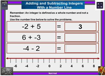 Google Slides Adding And Subtracting Integers With A Number Line