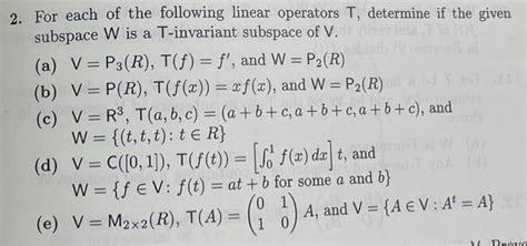 solved a 2 for each of the following linear operators t
