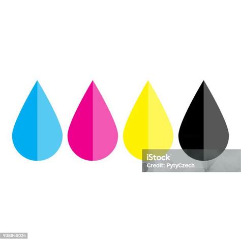잉크는 Cmyk 색상사이안 마젠타 노란색 키를 삭제합니다 인쇄 디자인 요소 테마입니다 간단한 평면 벡터 일러스트 레이 션 개념에 대한 스톡 벡터 아트 및 기타 이미지
