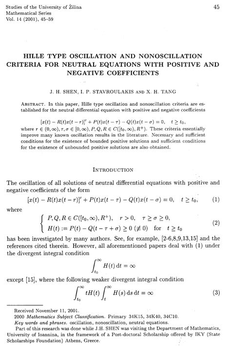 Pdf Hille Type Oscillation And Nonoscillation Criteria For Neutral Equtions Withpositive And