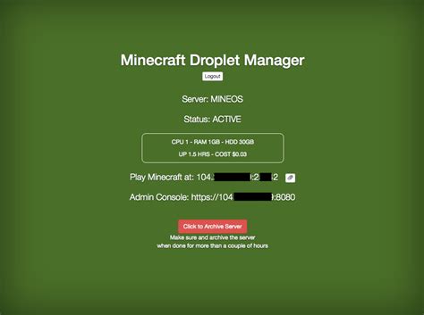 Minecraft Droplet Manager