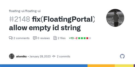 Fixfloatingportal Allow Empty Id String By Atomiks · Pull Request 2148 · Floating Ui