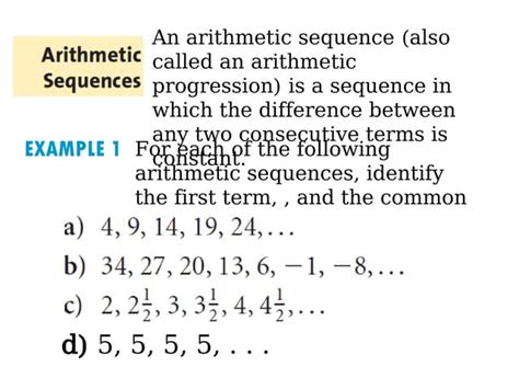 Ppt Arithmetic Sequences And Series Pptx