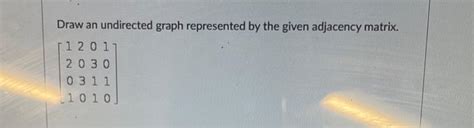 Solved Draw An Undirected Graph Represented By The Given