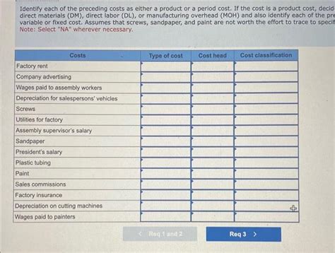 Solved Pa1 3 Algo Classifying Costs Calculating Total