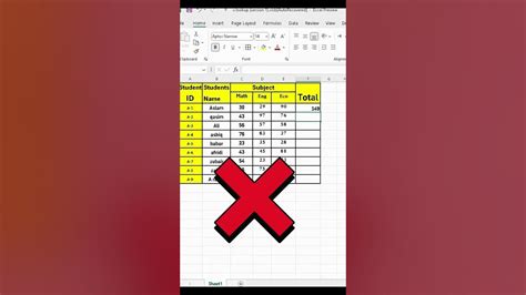 Use Shortcut Key Of Sum Function To Calculate Total Marks In Excel Shorts Excel Excelbasic