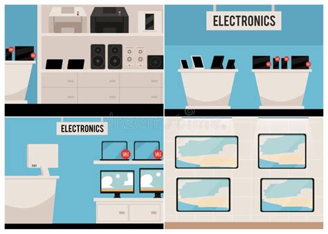 Set Of Backgrounds For Electronics Store Banners Flat Vector