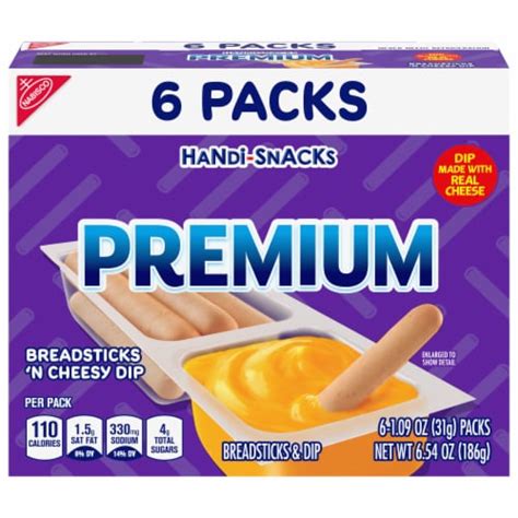Handi Snacks Premium Breadsticks N Cheesy Dip Snack Packs 654 Oz Qfc