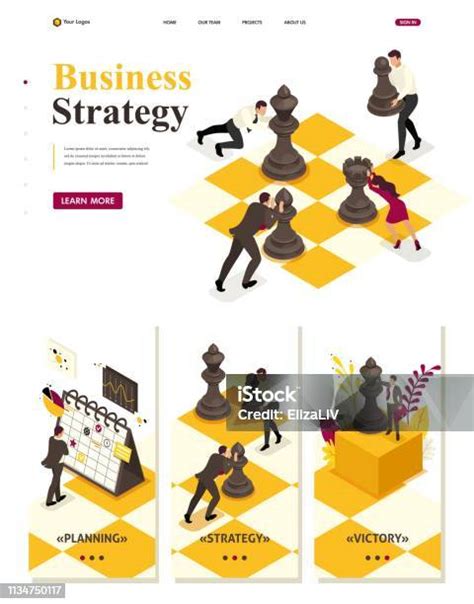 아이소메트릭 웹 사이트 서식 파일 랜딩 페이지 컨셉 전략 사업 기획 팀워크 0명에 대한 스톡 벡터 아트 및 기타 이미지 0명