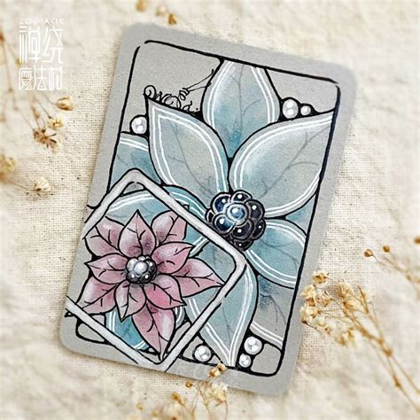 Day 2 Inktober 2023 Zentangle Tangle Flameflower 禪繞畫 2378 By Eva Wu ゼンタングル Atc Tile In 2023