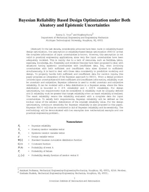 pdf bayesian reliability based design optimization under both