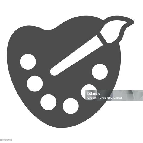 페인트 팔레트와 브러시 드로잉 그림 그림 단단한 아이콘 교육 개념 흰색 배경에 아트 벡터 기호 모바일 개념 및 웹 디자인을위한