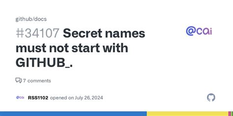 Secret Names Must Not Start With Github · Issue 34107 · Githubdocs · Github