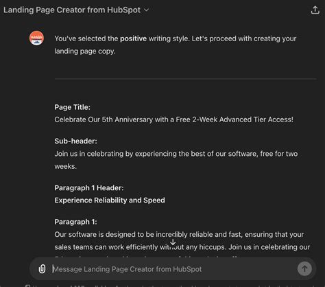 hubspot s landing page creator gpt