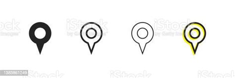 핀 벡터 아이콘입니다 맵 핀 장소 마커 세계지도 아이콘입니다 탐색 포인터입니다 채워진 위치 기호및 선형 위치 기호입니다 3차원 형태에 대한 스톡 벡터 아트 및 기타 이미지