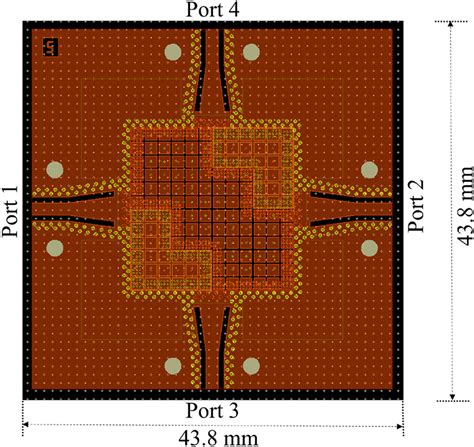Layout Of 4 Ports Ptd Symmetric Elc By Using Grounded Coplanar Download Scientific Diagram