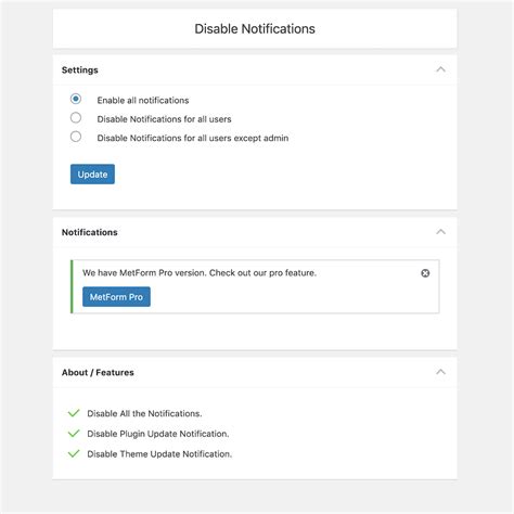 Plugin Disable WordPress Notification By Sourabh Agrawal