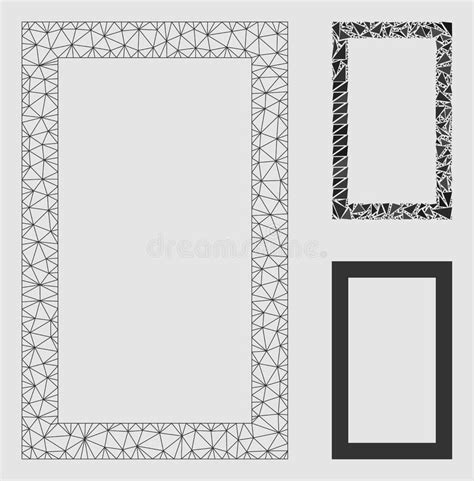 Contour Rectangle Vector Mesh Wire Frame Model And Triangle Mosaic Icon Stock Vector