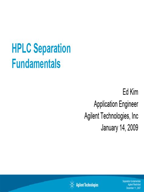 Hplc Separation Fundamentals 011409 Pdf Chromatography High