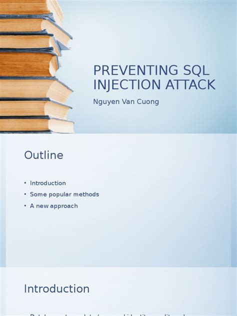 Preventing Sql Injection Attack Nguyen Van Cuong Pdf Sql Software