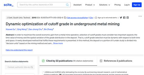 Dynamic Optimization Of Cutoff Grade In Underground Metal Mining
