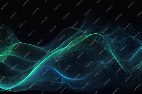 Premium Photo Flowing Dots Particles Wave Pattern Blue Green Gradient