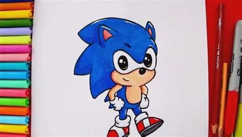Как нарисовать и раскрашивать Соника Sonic в стиле кавай Как нарисовать милого ежа Соника