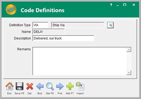 Code Definitions Ship Via