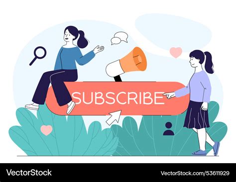 People With Subscribe Button Women With Royalty Free Vector