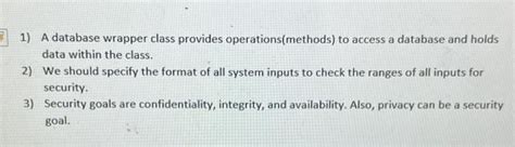 solved 1 a database wrapper class provides