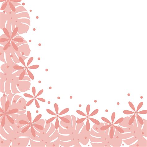 Colorful Corner Frame With Botanical Elements In Trendy Pale Pink