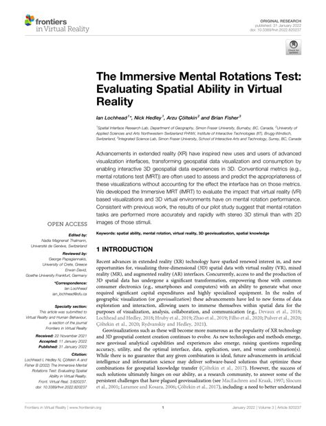 Pdf The Immersive Mental Rotations Test Evaluating Spatial Ability In Virtual Reality