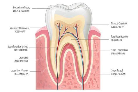 A Tooth With The Root And Root Structure Labeled Labelled Diagram Of A Human Tooth Premium Ai