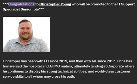 Promoted To It Support Specialist Senior Role