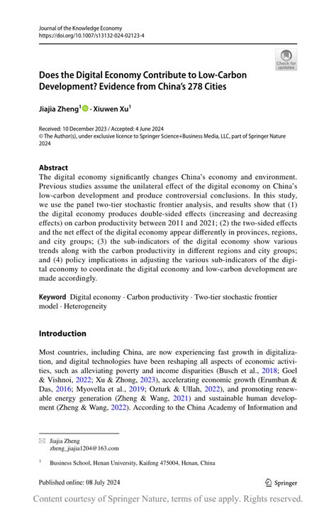 Does The Digital Economy Contribute To Low Carbon Development Evidence