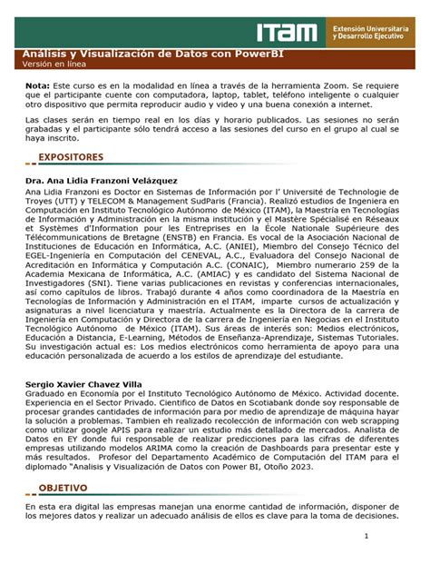 Analisis Y Visualizacion De Datos Con Powerbi En Linea Pdf