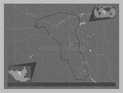 Unity South Sudan Grayscale Major Cities Stock Illustration