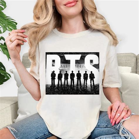 Bts Png Inspired Vintage Kpop Group Silhouette Design Retro Black