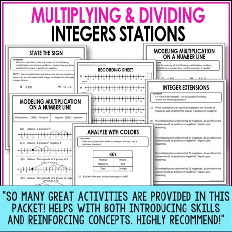 Integer Operations Stations And Games Add Subtract Multiply And Divide