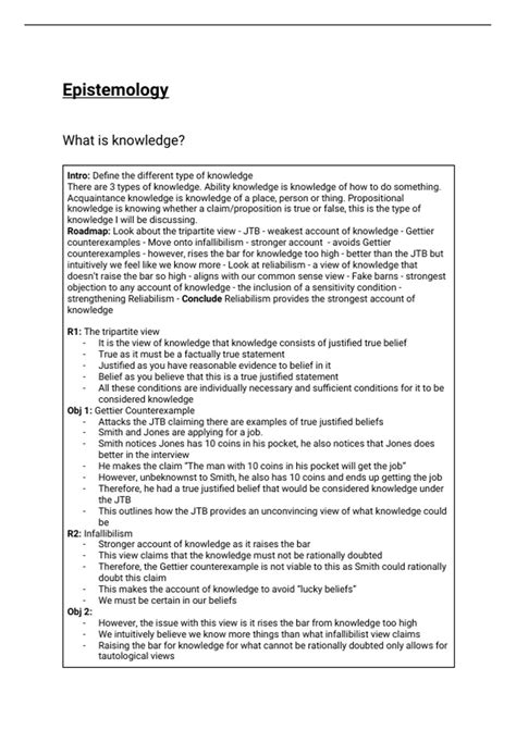 25 Marker Essay Plans Philosophy A Level Epistemology Epistemology Stuvia Uk